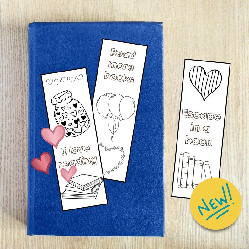 Valentine's Day Coloring Bookmarks for Kids, Set of 12 DIY Printable ...