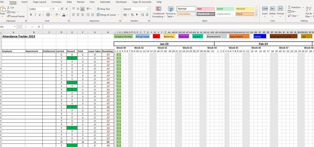 Attendance Tracker Spreadsheet Template 2023 - Etsy
