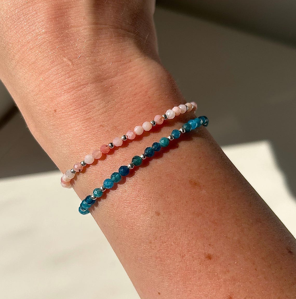 Pink Opal Gemstone Bracelet. 925 Sterling Silver. Healing Bracelets ...