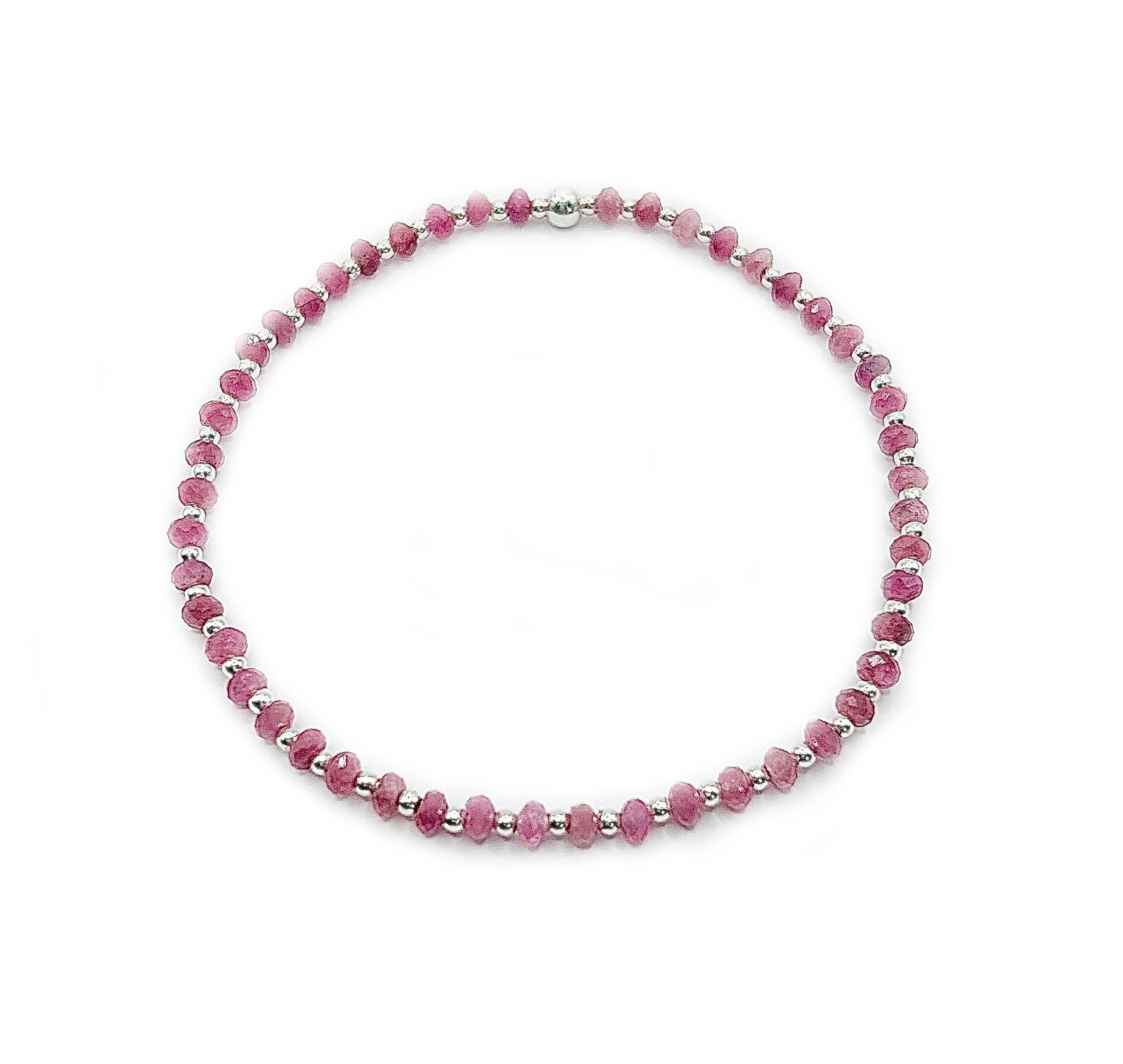 Pink Tourmaline Gemstone Bracelets. October Birthstone. 925 Sterling ...