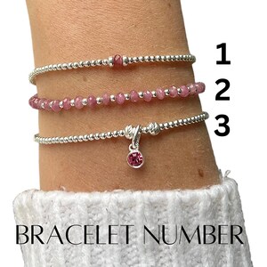 Pink Tourmaline Gemstone Bracelets. October Birthstone. 925 Sterling ...