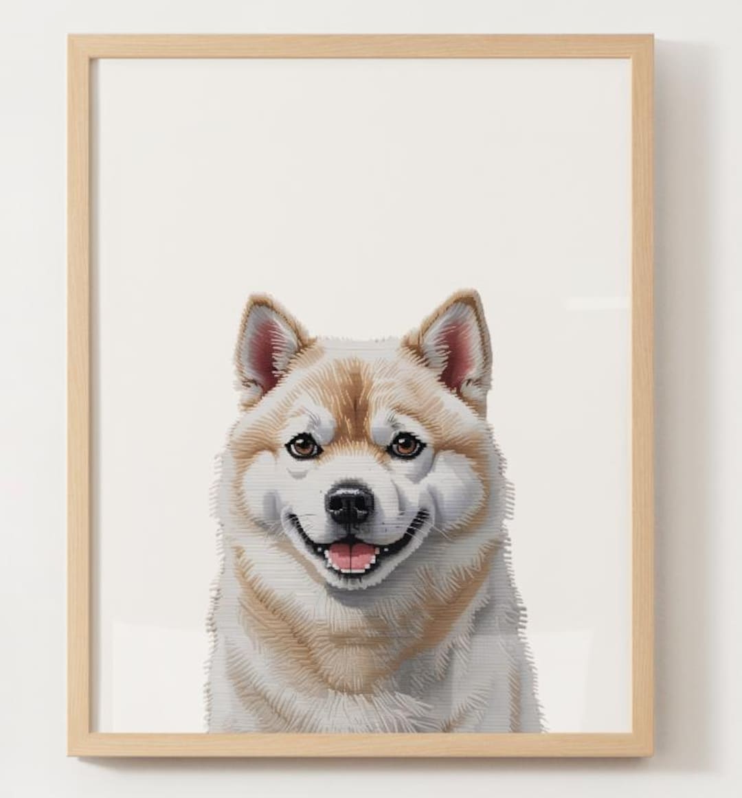 White Shiba Cross Stitch Dog Portrait | Printable Digital Download ...