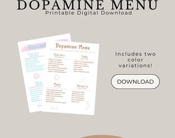 Dopamine Menu Template | Boost Your Mood | Daily Self-care Printable ...