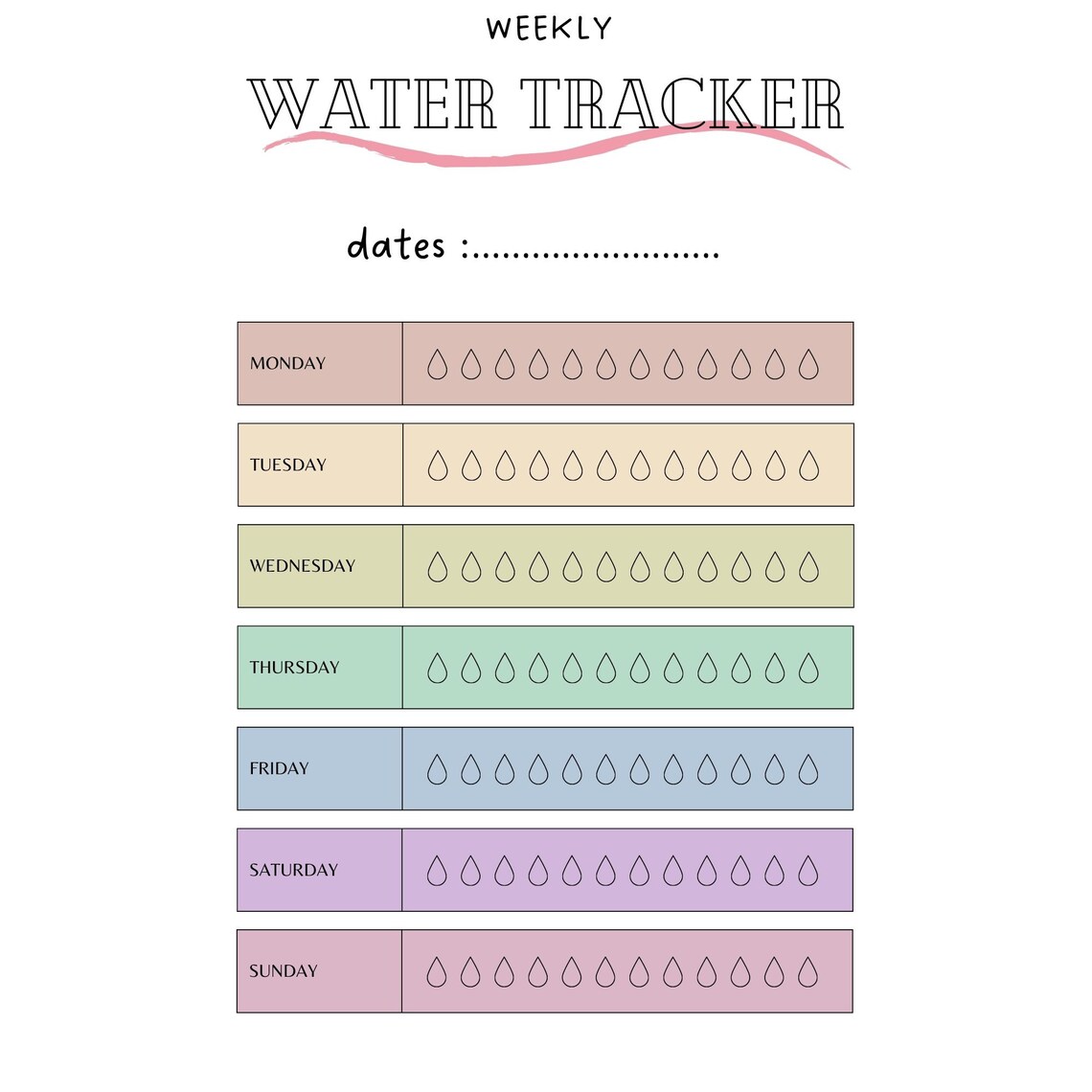 Water Tracker, Digital Water Tracker, Printable Water Tracker, Water ...
