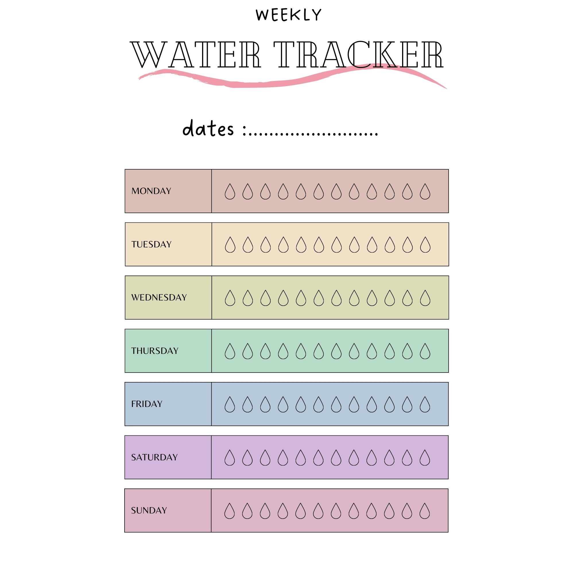 Water Tracker, Digital Water Tracker, Printable Water Tracker, Water ...