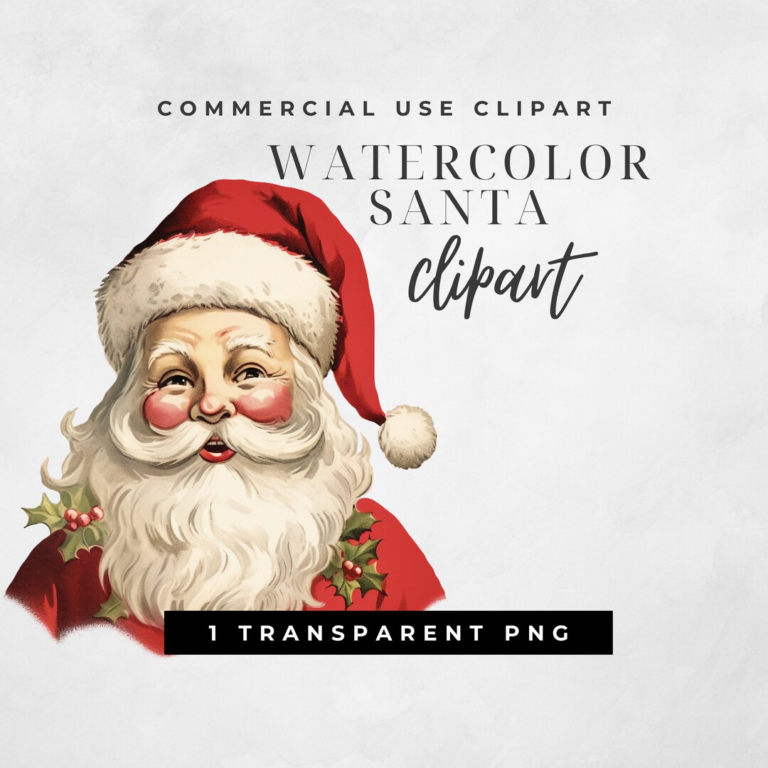 Vintage Classic Santa Png Clipart, Retro Santa Claus, Christmas Clipart ...