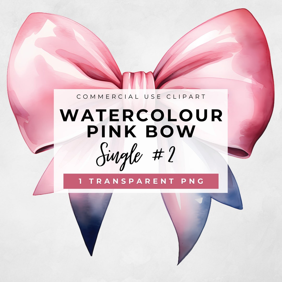 Pink Bows Clipart, Watercolor Clip Art, Cute Present Bow PNG Watercolor ...