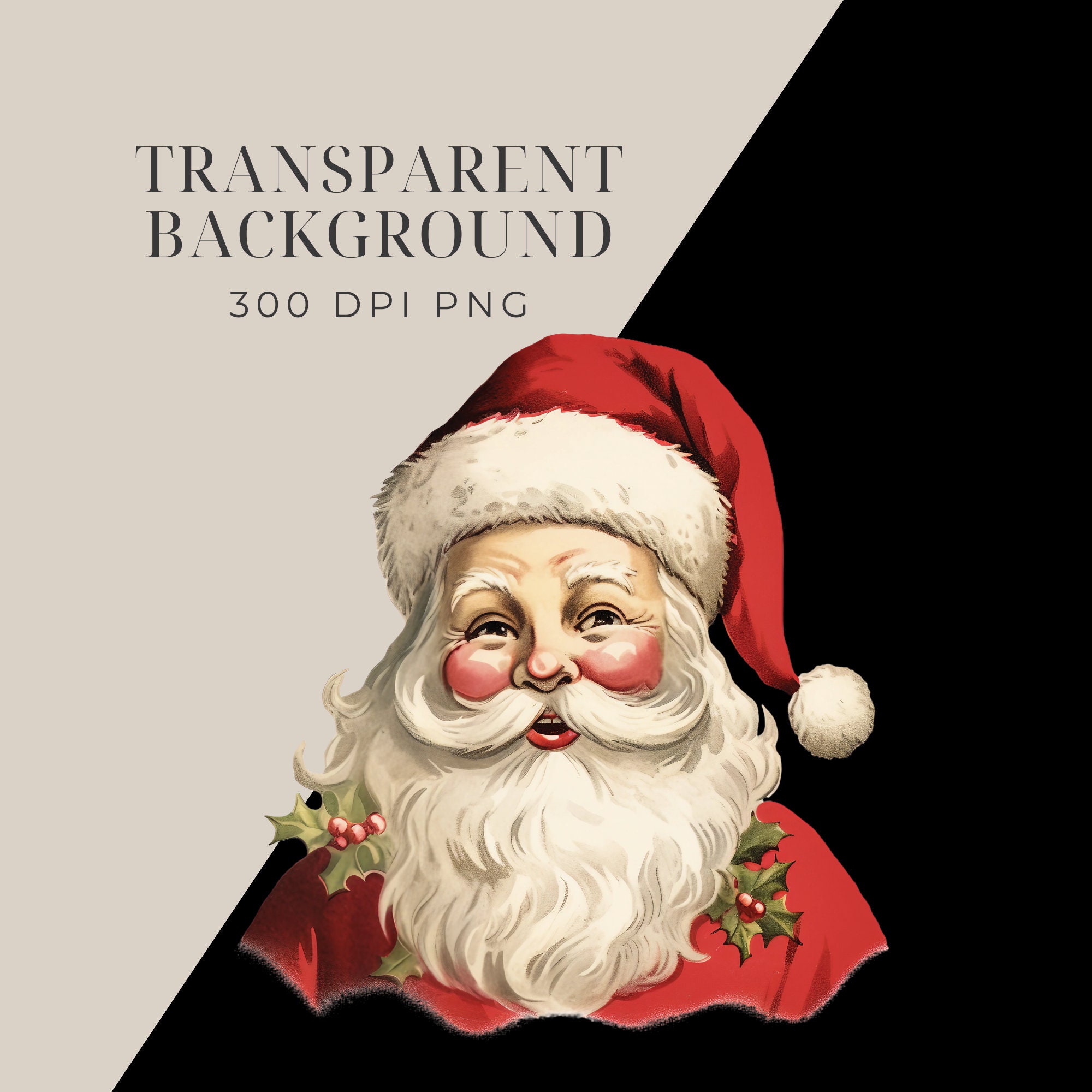 Vintage Classic Santa Png Clipart, Retro Santa Claus, Christmas Clipart ...