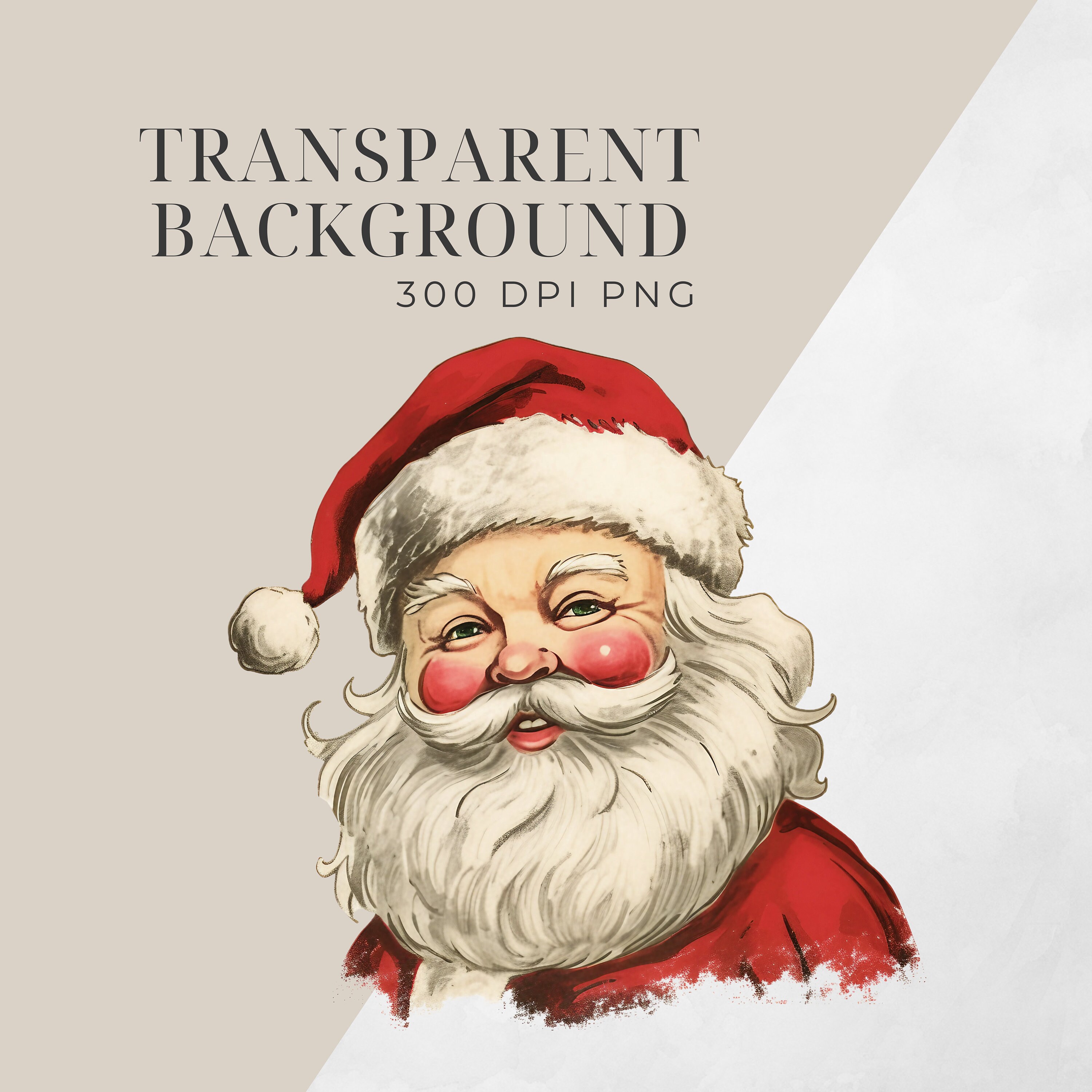 Classic Santa Png Clipart, Vintage Santa Claus, Retro Christmas Clipart ...