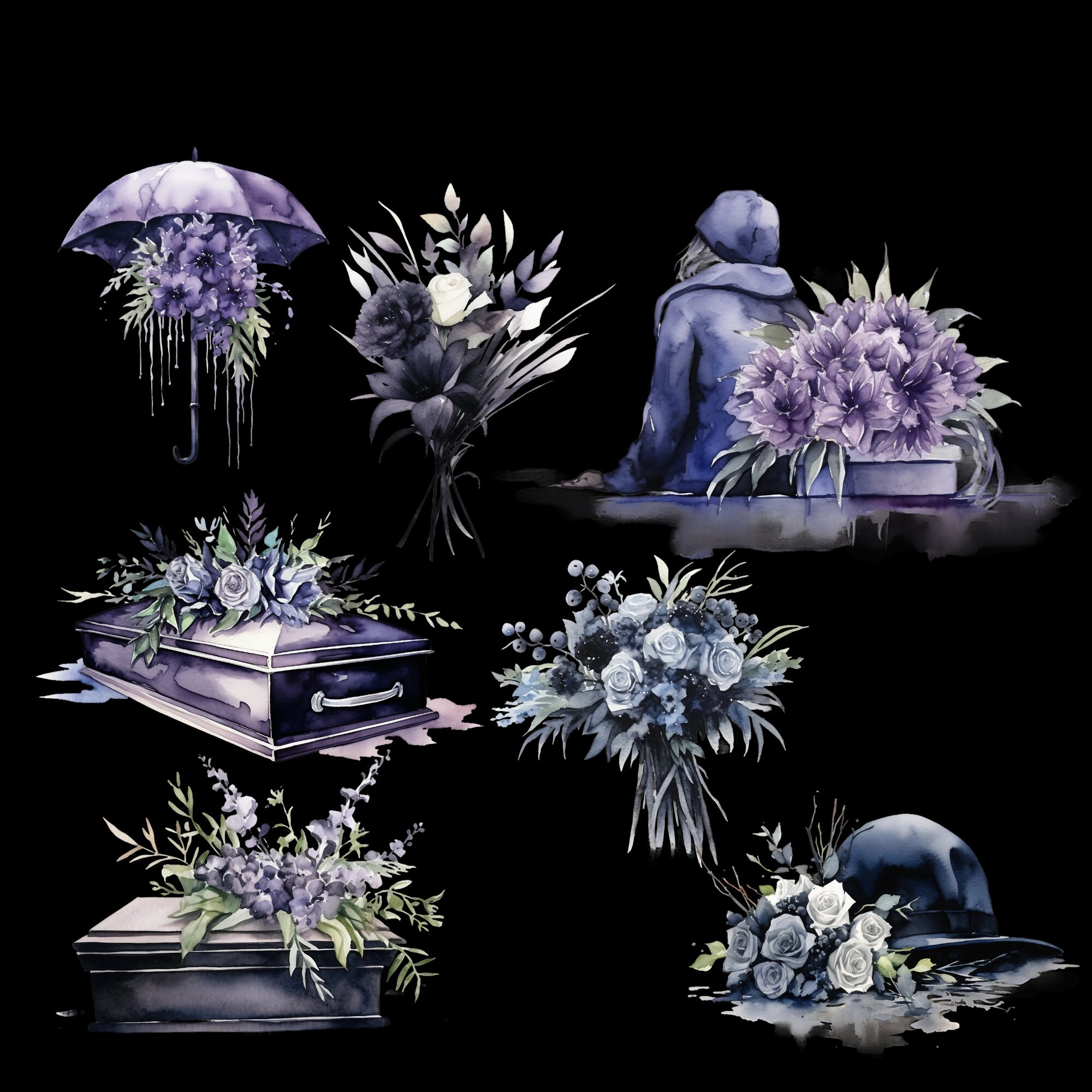 Watercolour Funeral Clipart, Celebration of Life Memorial Invitation ...