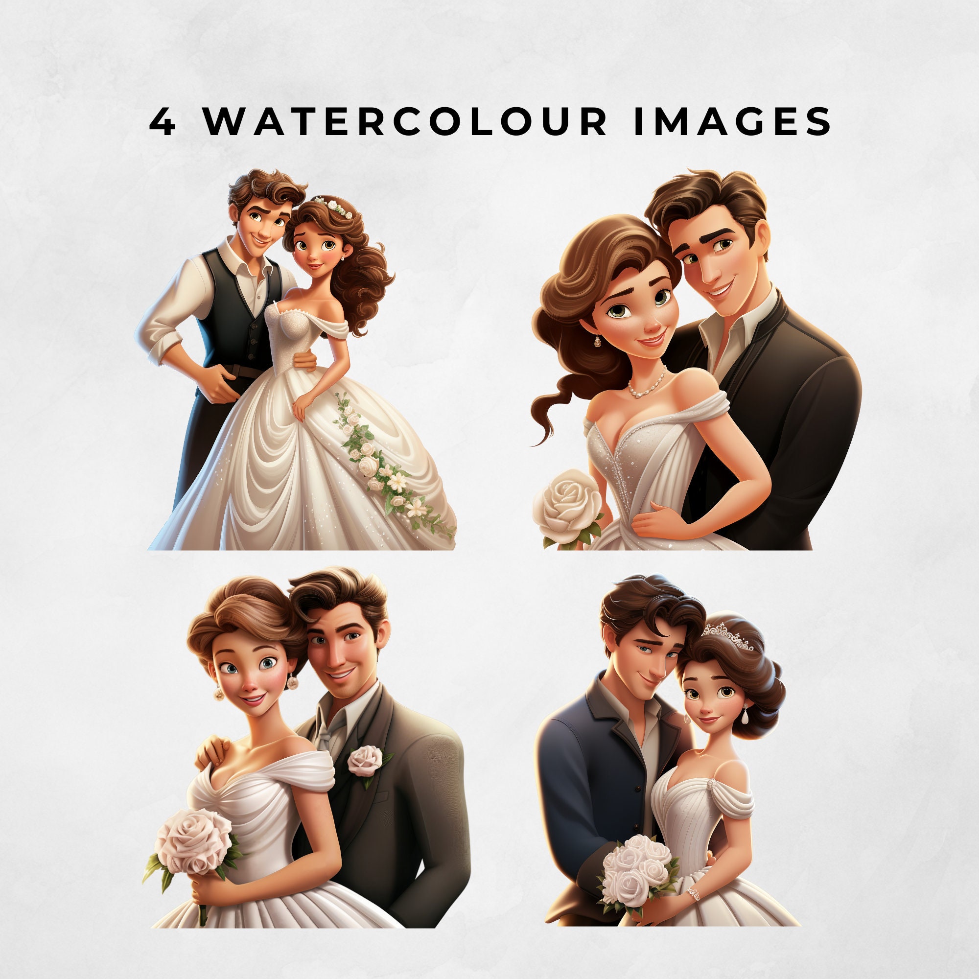 Cute Wedding Clipart, Cartoon Style Couple Images, Commercial Licence ...