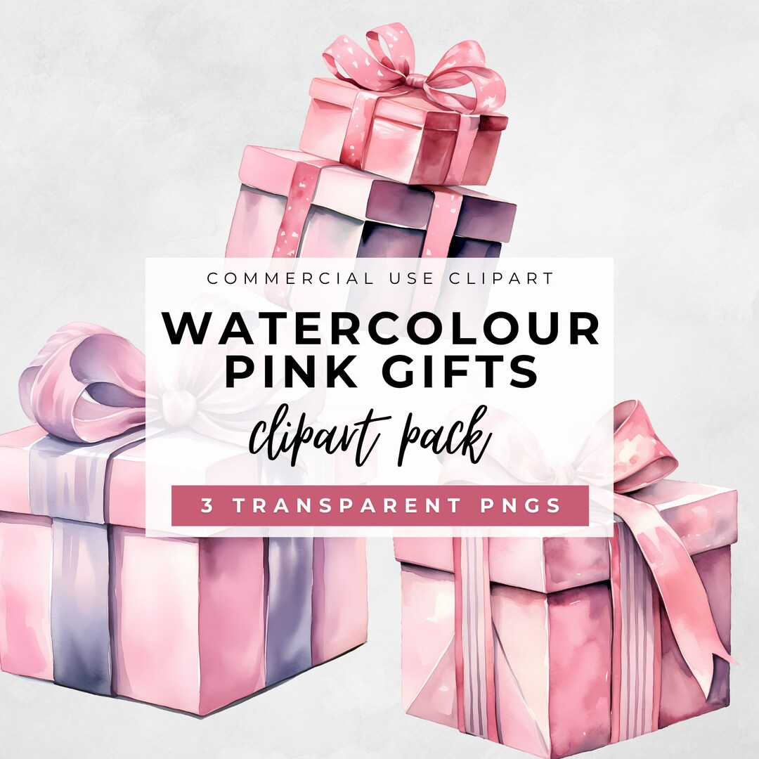 Watercolor Birthday Present Clip Art Bundle - 3 High Quality Pngs, Junk ...