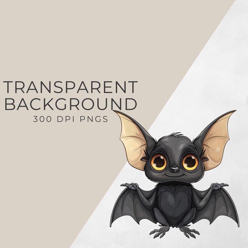 Cartoon Bats Clipart, Cute Horror Art , Spooky Bat, Halloween Decor and ...