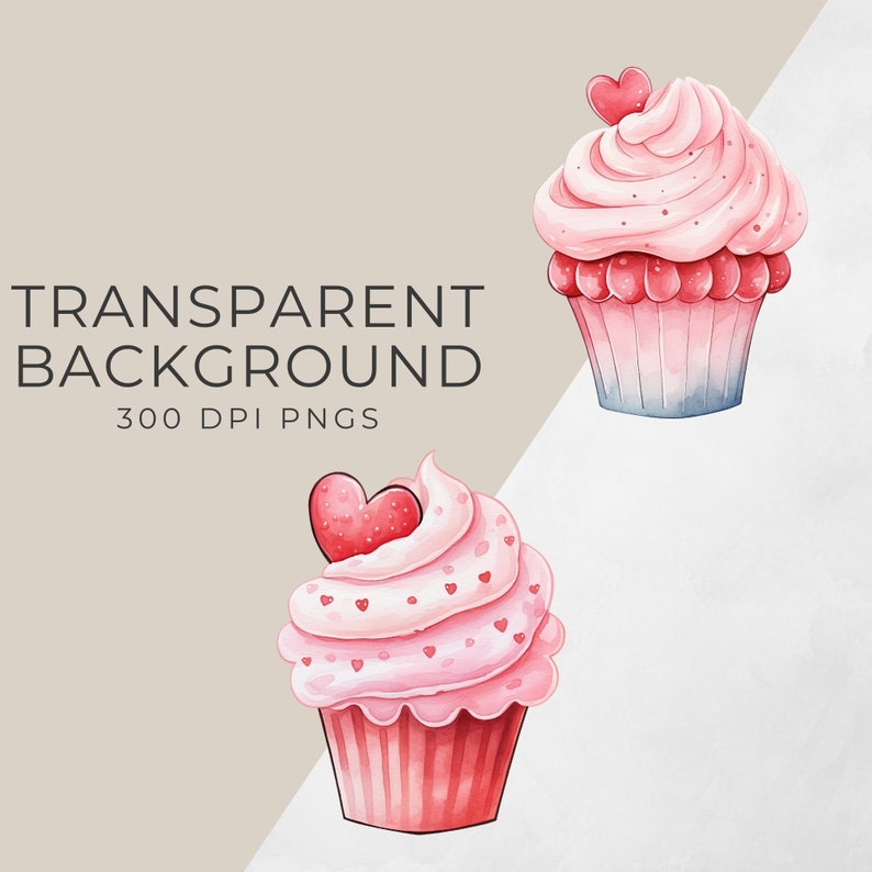 Pink Sweet Treats Cupcake Clipart Bundle- 3 High Quality Watercolor ...