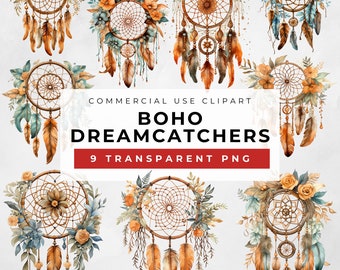 Watercolor Boho Floral Rainbows Clipart Graphics Bundle Set of 65 ...