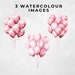 Pink Pastel Watercolor Bunch of Balloons Birthday Clipart, Commercial ...