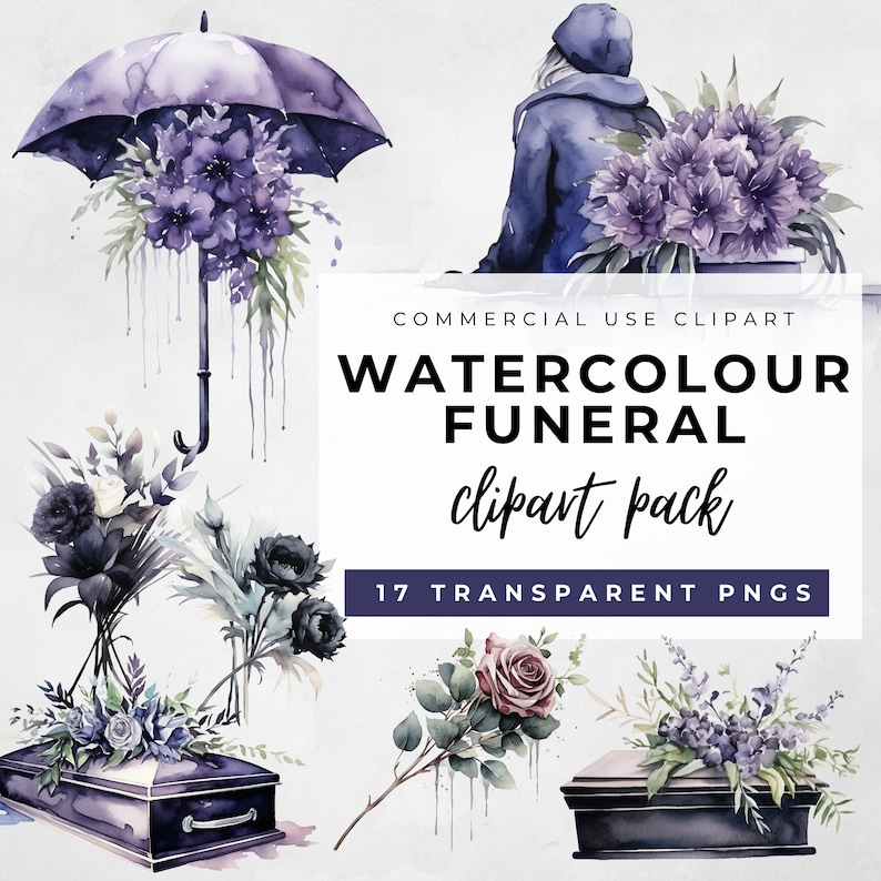 Watercolour Funeral Clipart, Celebration of Life Memorial Invitation ...