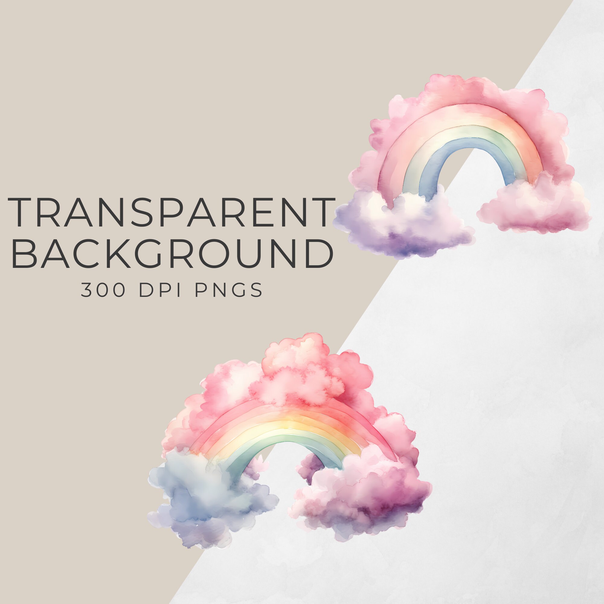 Watercolor Rainbow Clipart, Cute Rainbow PNG, Floral Rainbows, Children ...