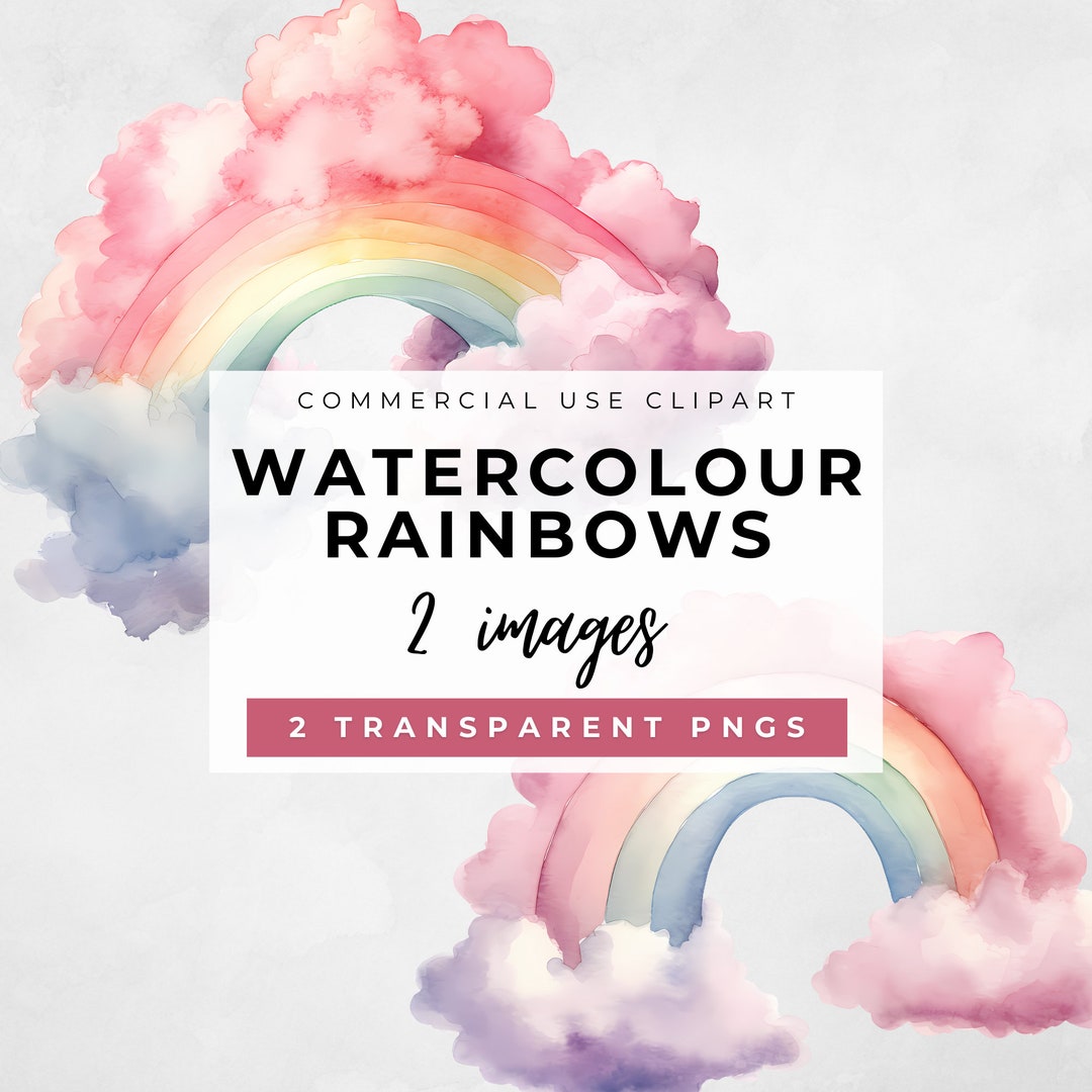 Watercolor Rainbow Clipart, Cute Rainbow PNG, Floral Rainbows, Children ...
