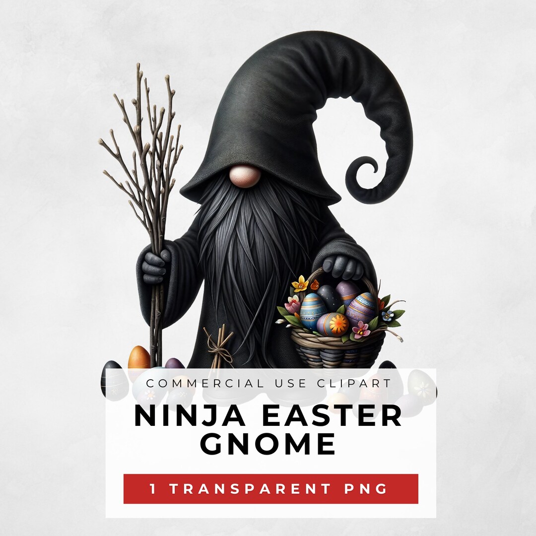 Easter Ninja Gnome Clipart PNG, Single Clipart, Easter Egg Basket - Etsy