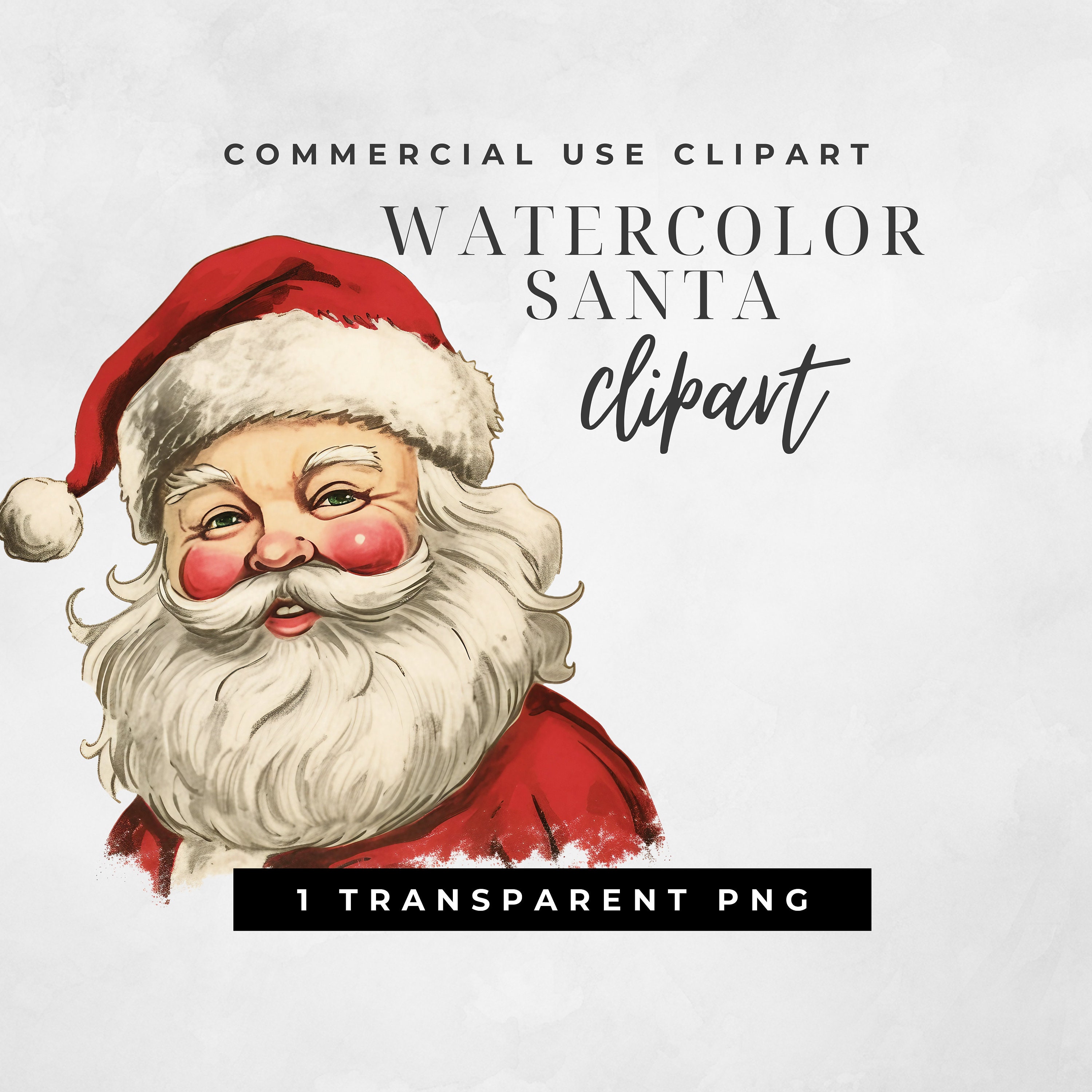 Classic Santa Png Clipart, Vintage Santa Claus, Retro Christmas Clipart ...