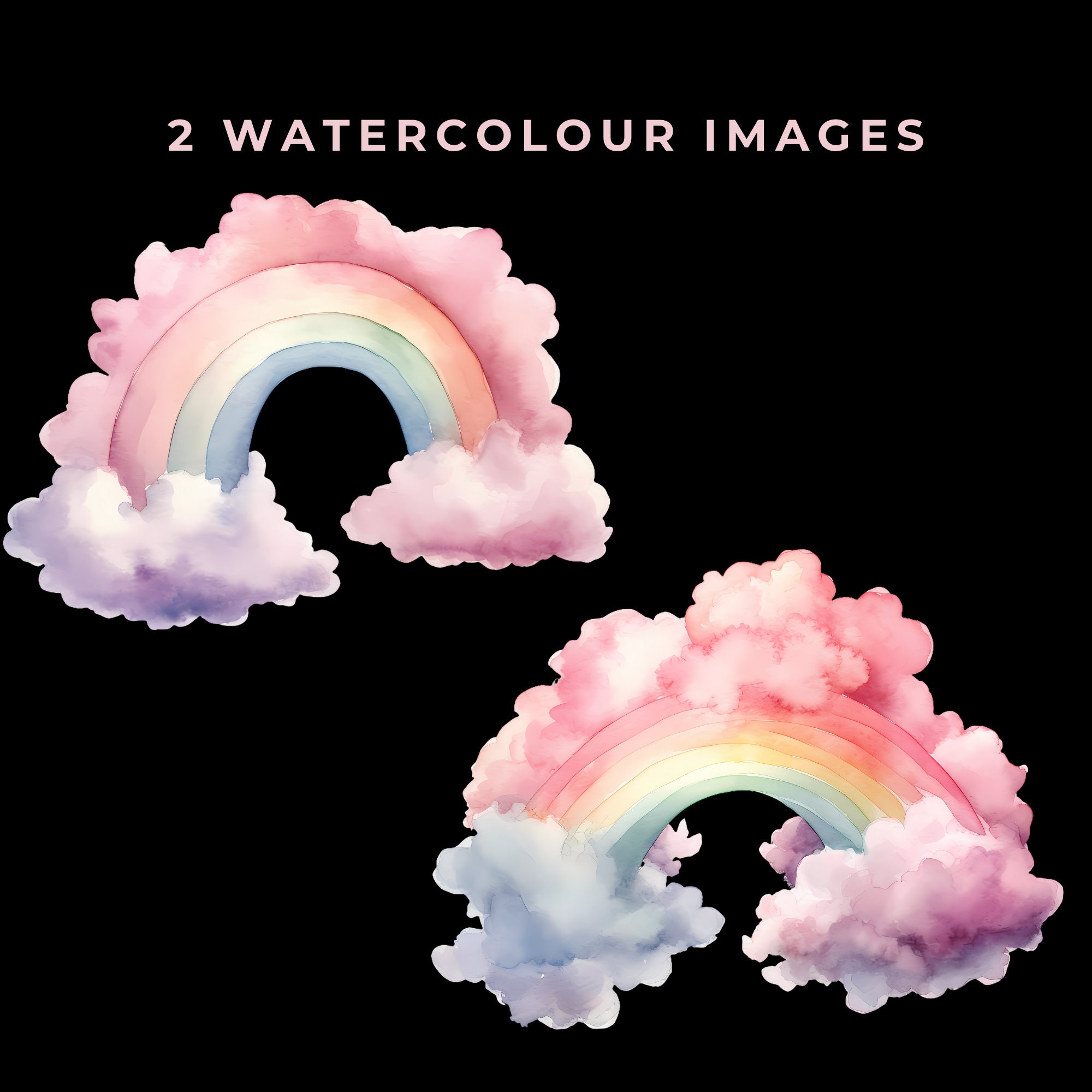 Watercolor Rainbow Clipart, Cute Rainbow PNG, Floral Rainbows, Children ...