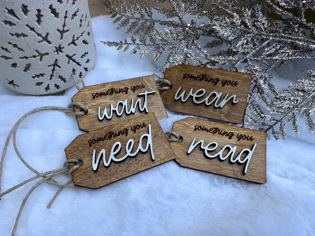 Something You Want Need Wear Read Tags Reusable Wooden Christmas Gift ...