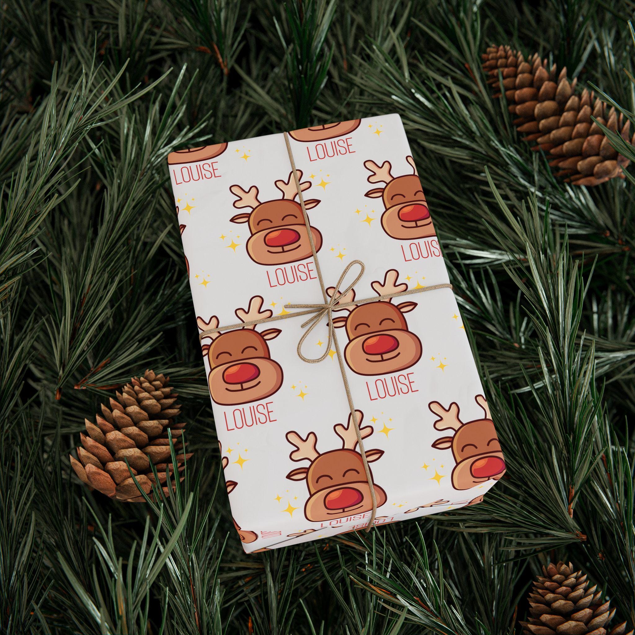 Personalized Rudolph Wrapping Paper With Name Christmas Wrapping Paper ...