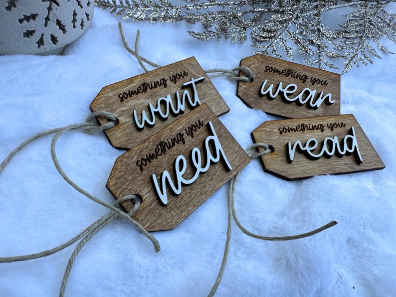 Something You Want Need Wear Read Tags Reusable Wooden Christmas Gift ...