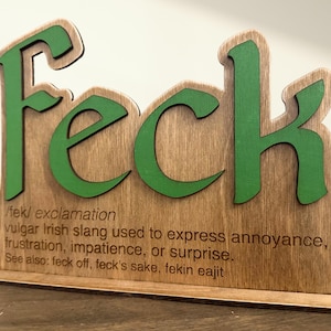 Celtic Decor Irish Decor Feck Definition Shelf Sitter Saint Patricks ...
