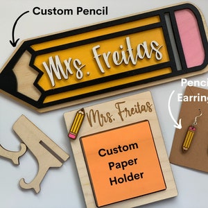 Teacher Appreciation Gift Bundle Personalized Teacher Pencil Sign ...