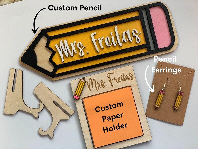 Teacher Appreciation Gift Bundle Personalized Teacher Pencil Sign ...