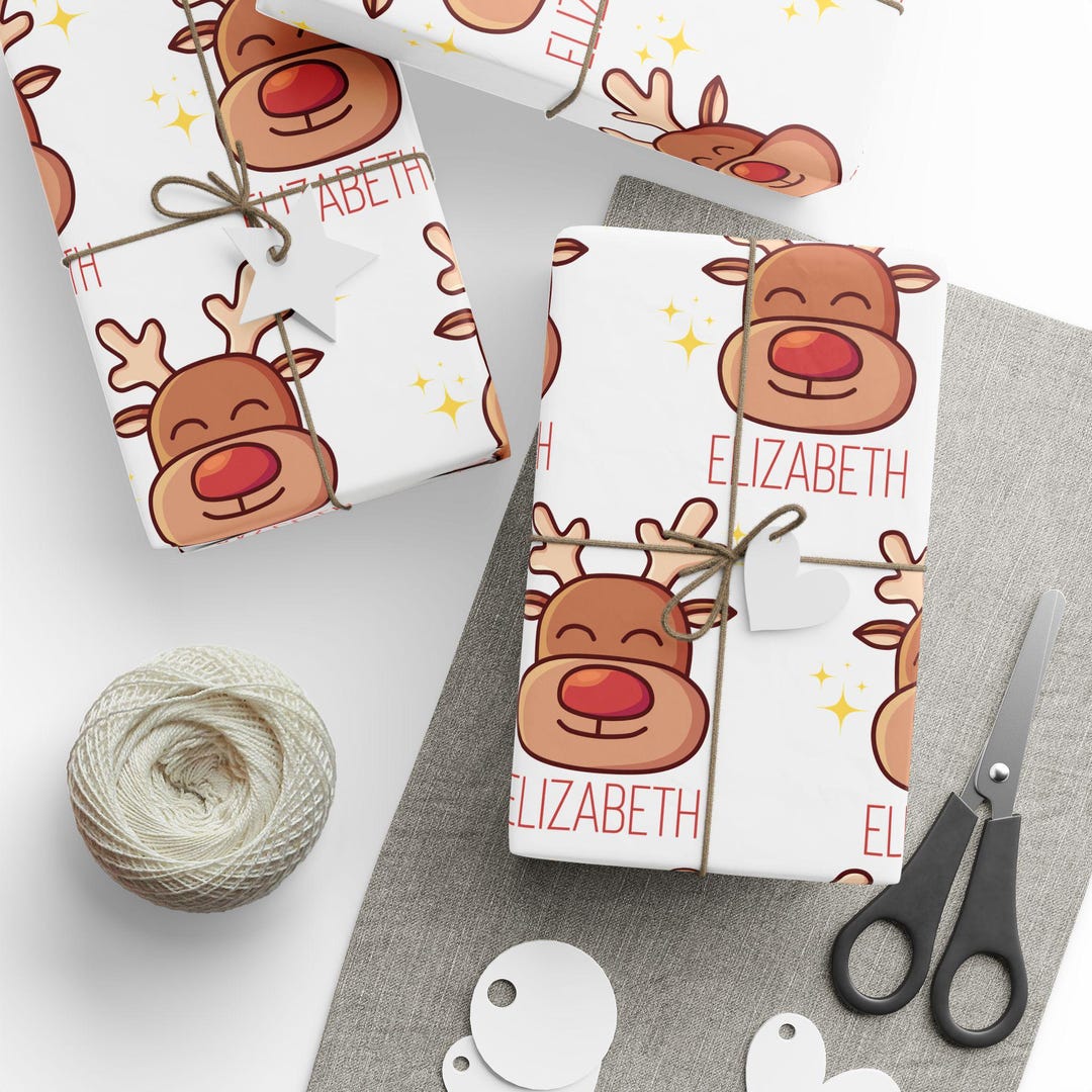 Personalized Rudolph Wrapping Paper With Name Christmas Wrapping Paper ...