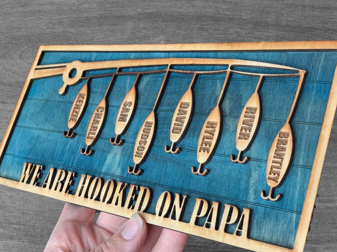 Hooked on Grandpa Personalized Father's Day Sign Hooked on Dad Fishing ...