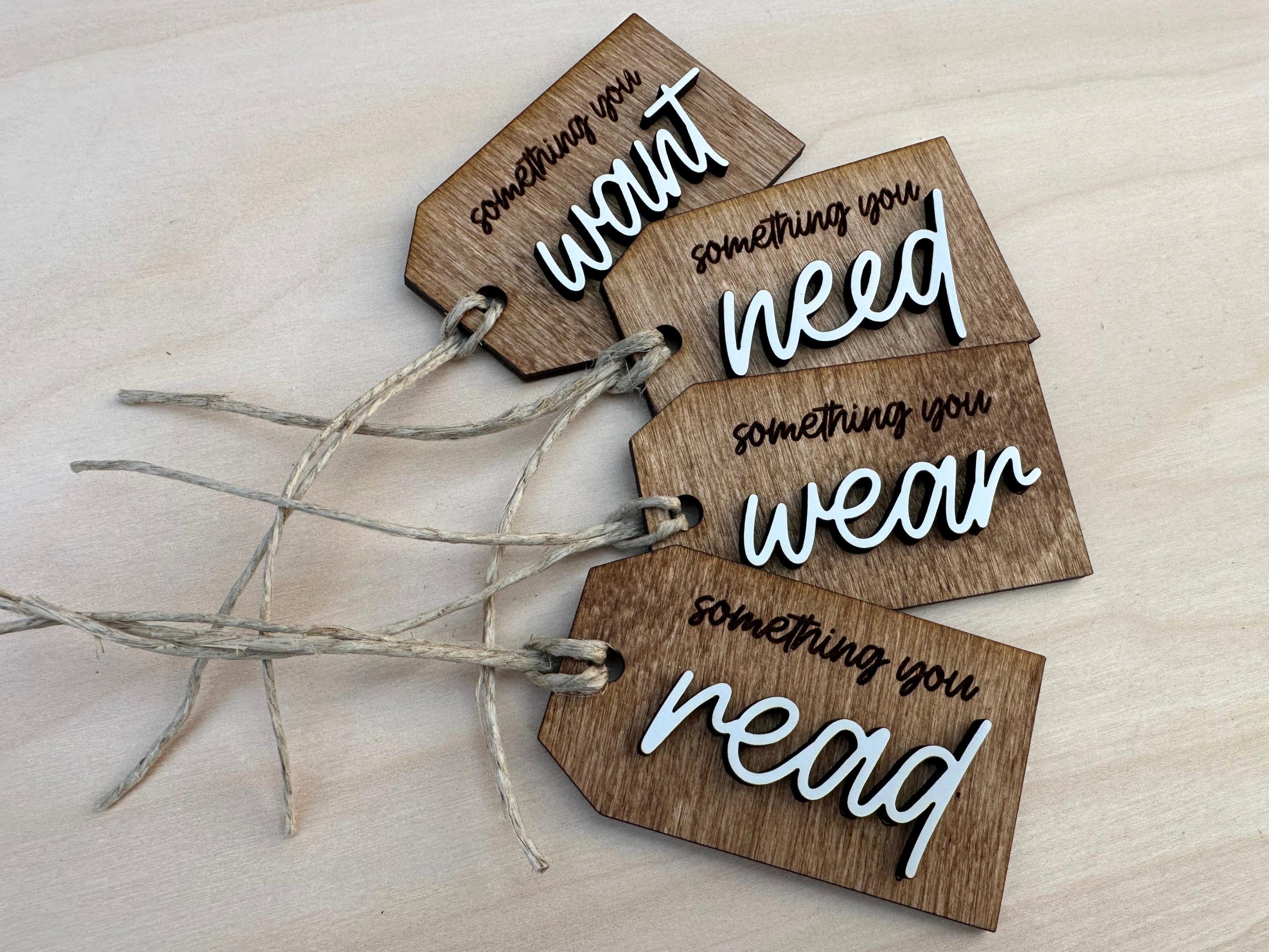 Something You Want Need Wear Read Tags Reusable Wooden Christmas Gift ...