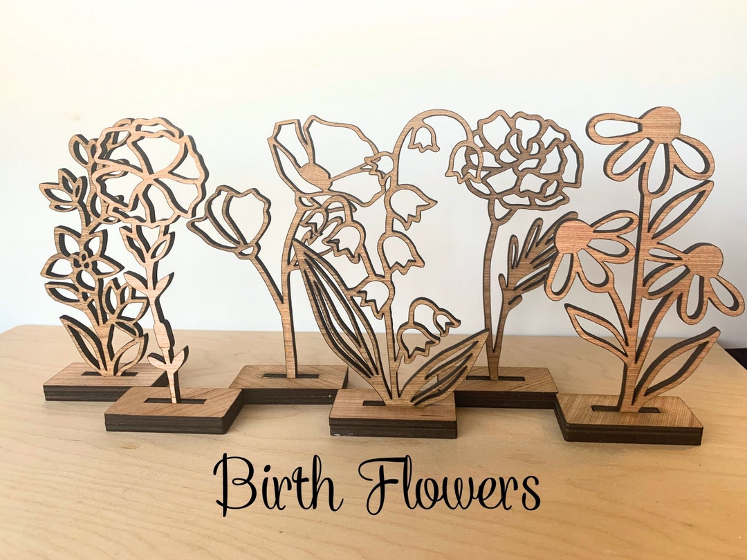 Wooden Birth Flowers Personalized Family Birth Flowers Mothers - Etsy
