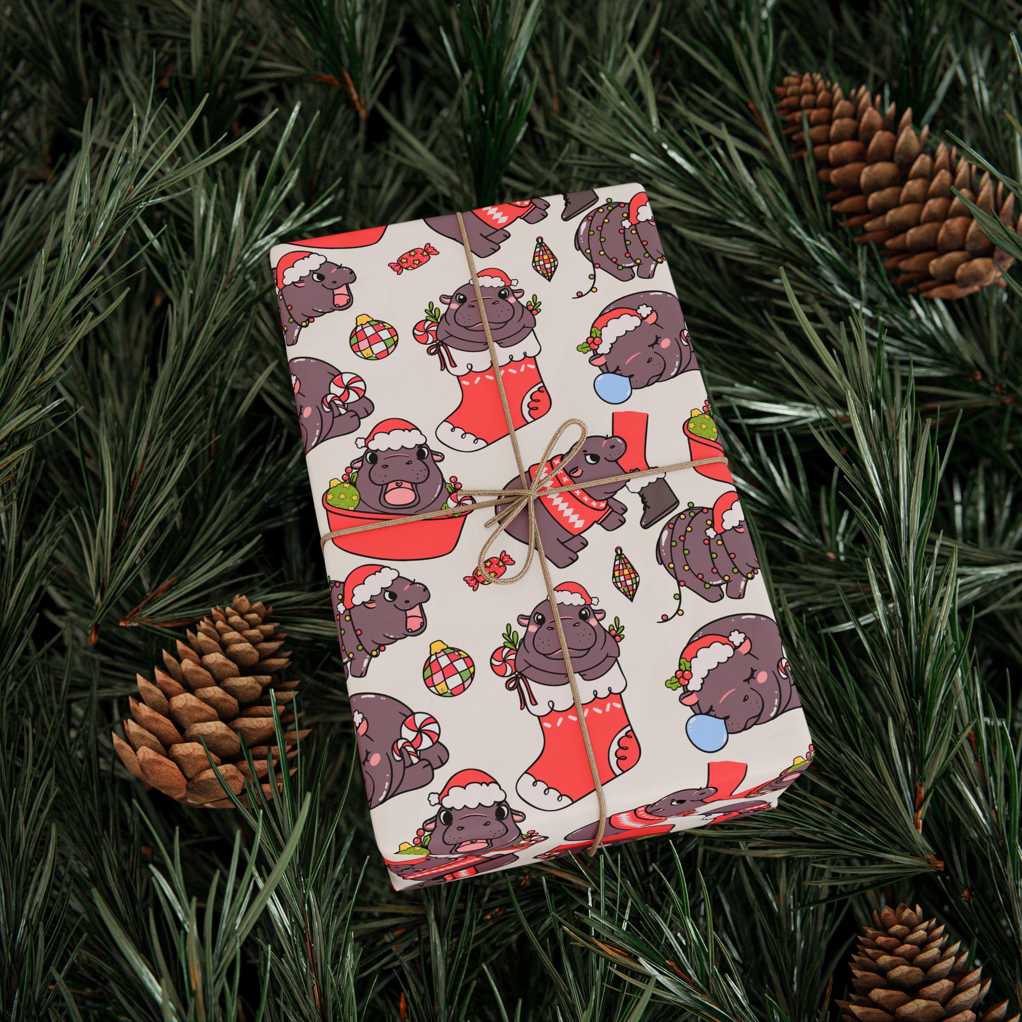 Hippo Christmas Wrapping Paper Pygmy Hippo Christmas Gifts Hippo Lovers ...