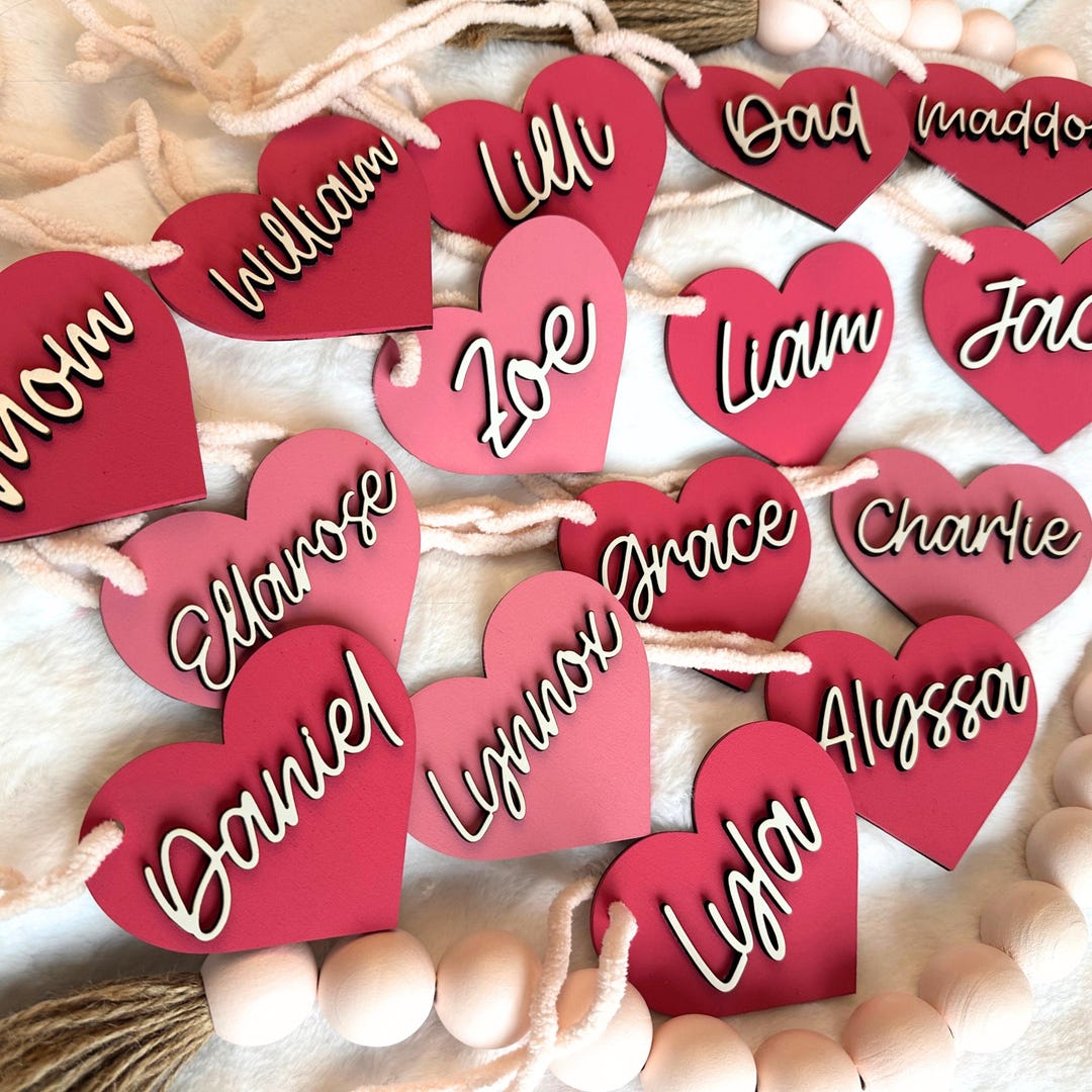 Valentines Day Heart Tag Valentine's Day Name Tags Personalized Heart ...