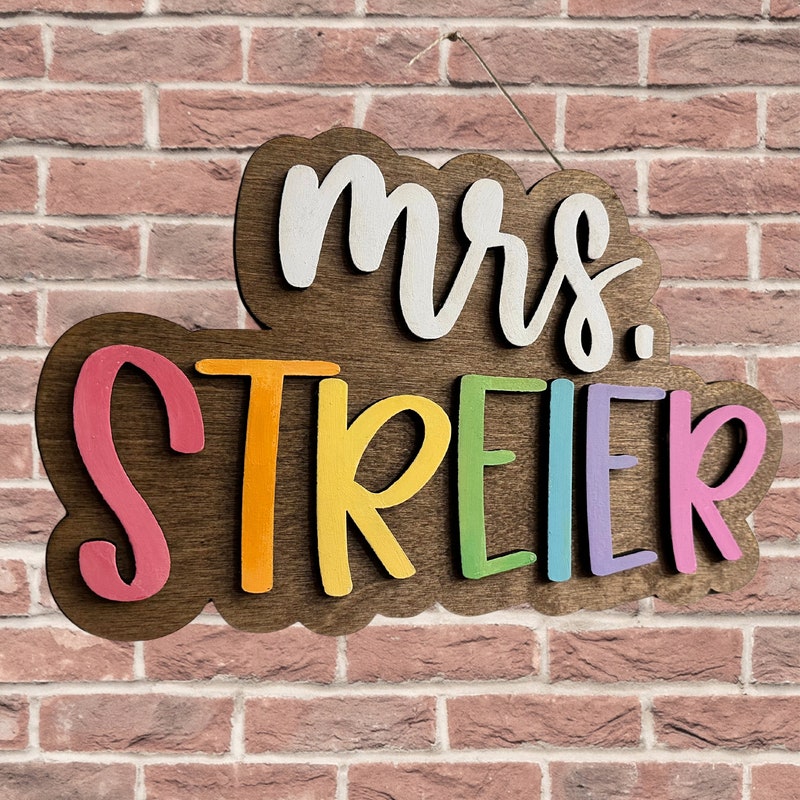 Rainbow Teacher Sign - Etsy