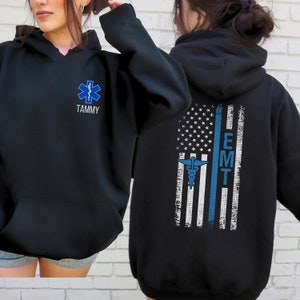 EMT Hoodie Personalized EMT Shirt Gift for EMT Sweatshirt Emergency ...