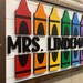 Personalized Teacher Rainbow Crayon Wood Door Sign Custom - Etsy