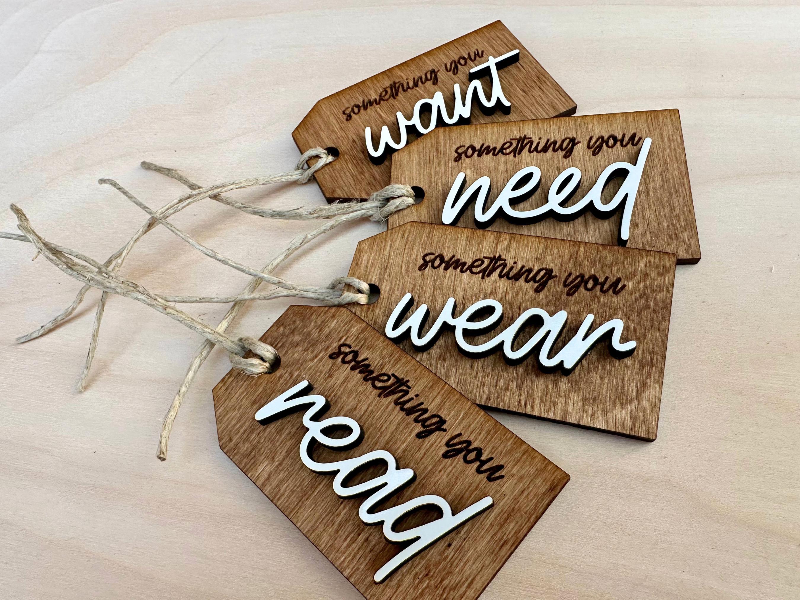 Something You Want Need Wear Read Tags Reusable Wooden Christmas Gift ...