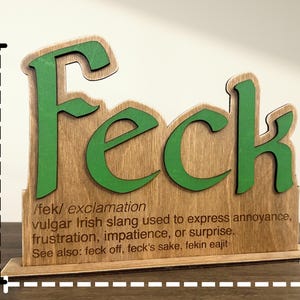 Celtic Decor Irish Decor Feck Definition Shelf Sitter Saint Patricks ...