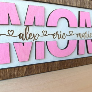 Personalized Mom Gift Wood Sign With Engraved Kid Names Custom Gift for ...