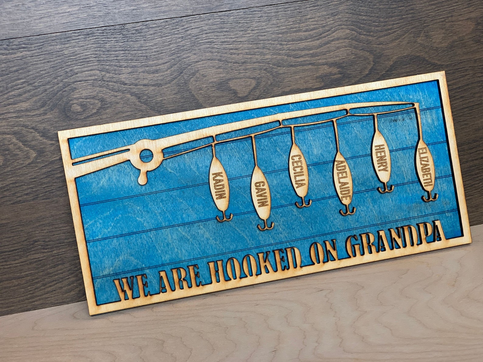 Hooked on Grandpa Personalized Father's Day Sign Hooked on Dad Fishing ...