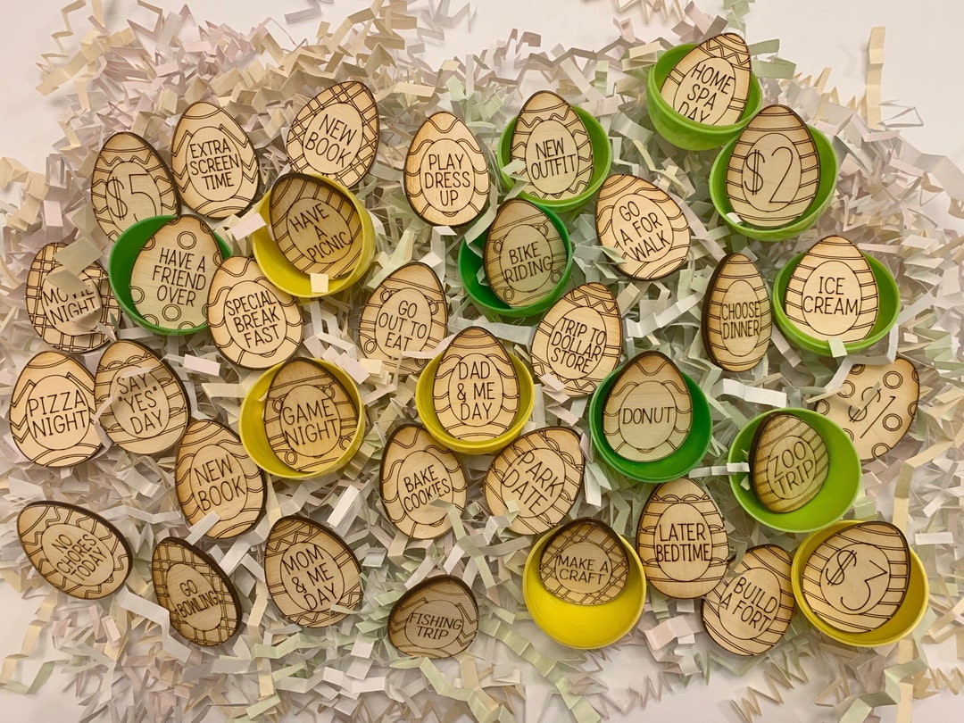 Easter Basket Egg Tokens Set of 35 Easter Basket Stuffers Wooden Easter ...