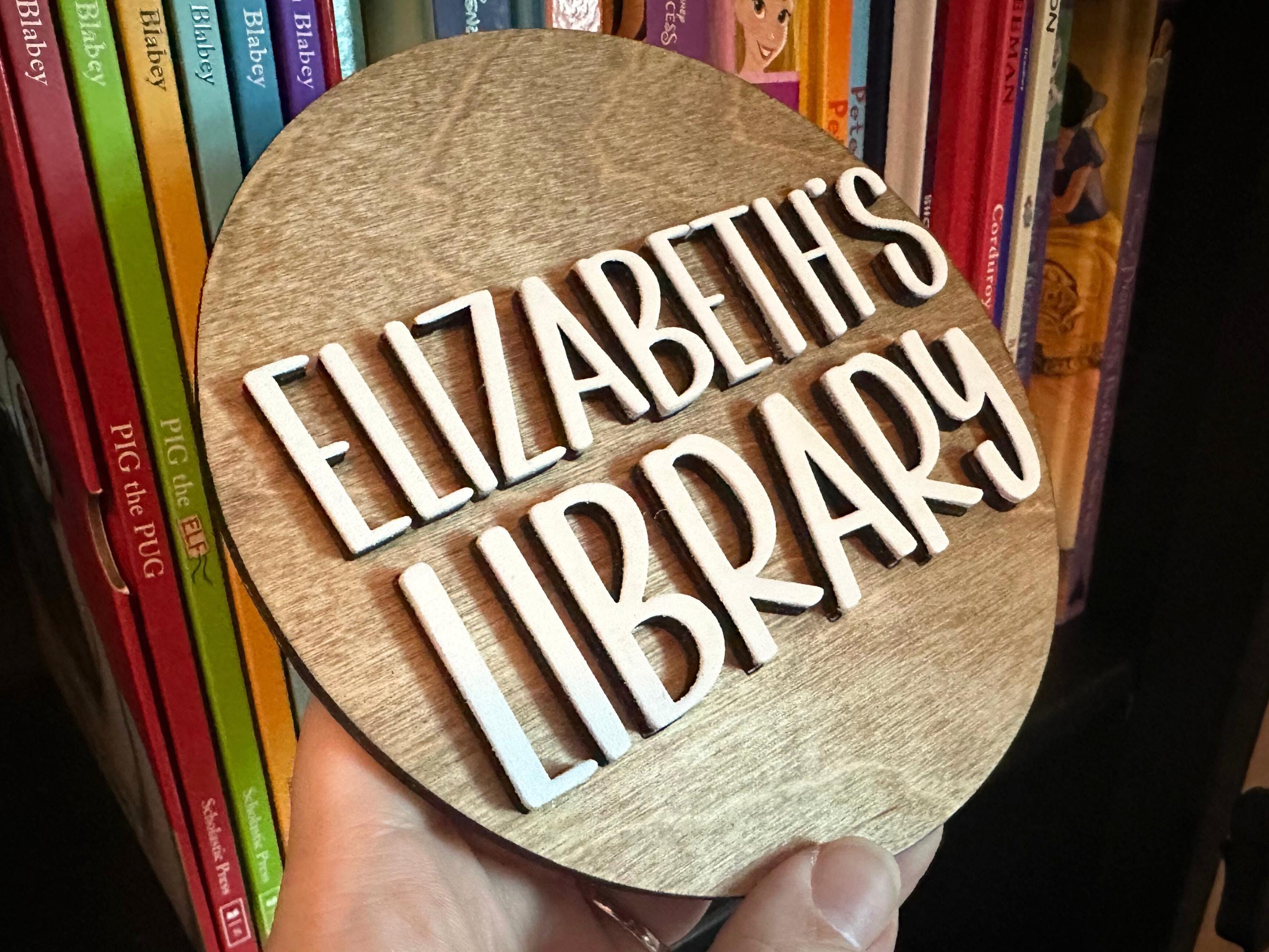 Custom Library Sign Personalized Library Sign With Name Kids Bookshelf ...