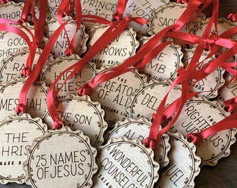 25 Names of Jesus-christmas Ornament-advent Calendar-wooden Ornaments ...