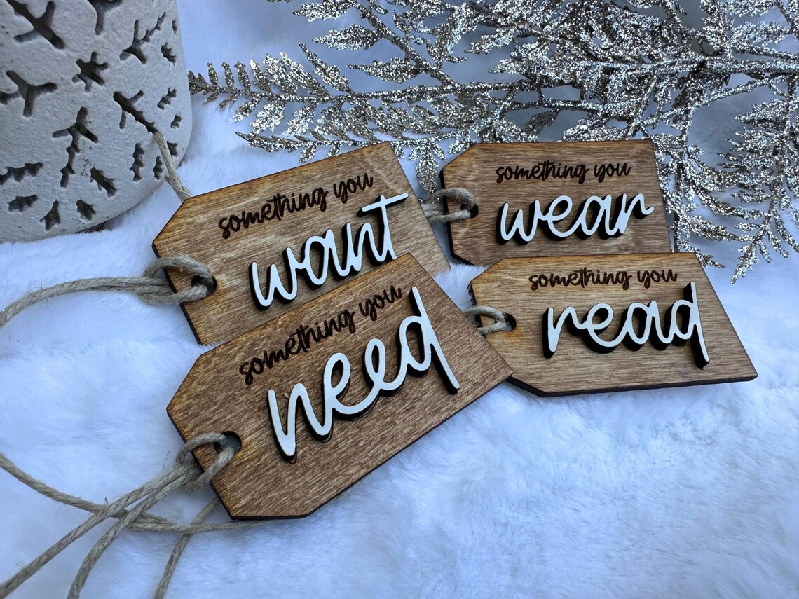 Something You Want Need Wear Read Tags Reusable Wooden Christmas Gift ...