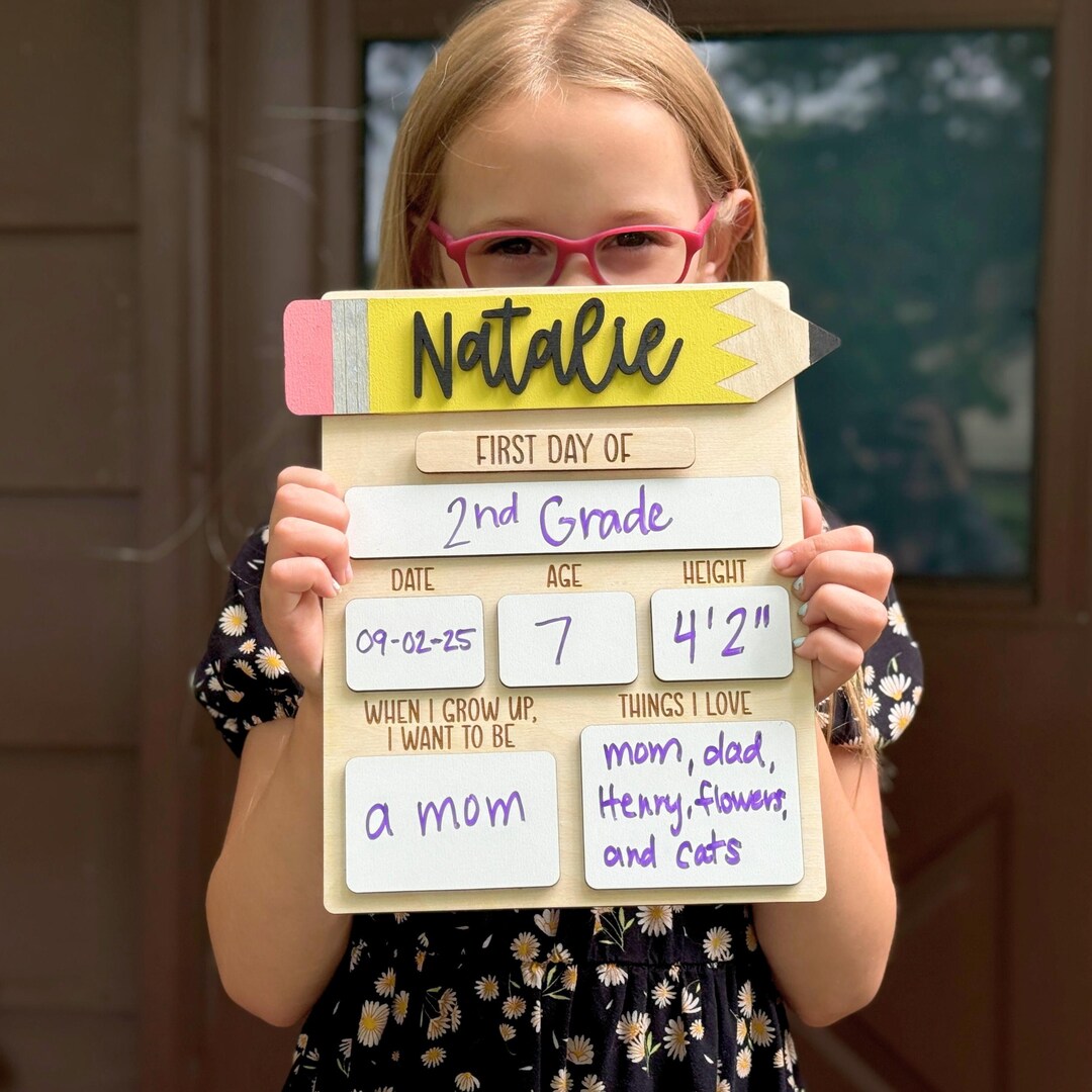 Personalized Back to School Sign Pencil Reusable First Day of School ...